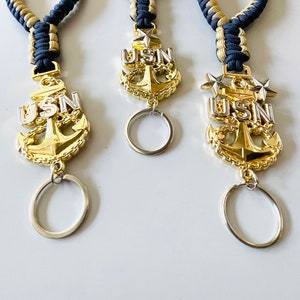 USN E7/E8/E9 Navy Blue and Gold Paracord Keychains/keyfob - Etsy