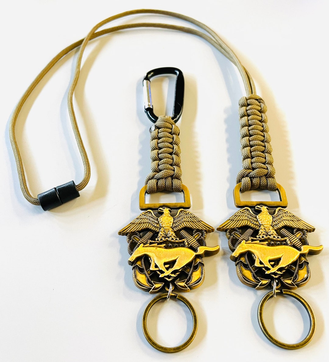 USN Antique CWO/LDO Crest With Coyote Brown Paracord Keychain and ...