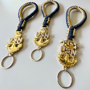 USN E7/E8/E9 Navy Blue and Gold Paracord Keychains/keyfob - Etsy