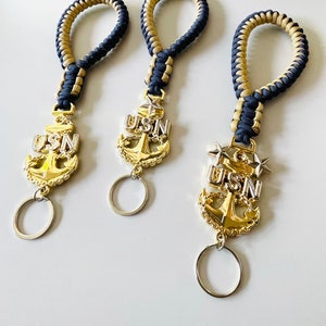 USN E7/E8/E9 Navy Blue and Gold Paracord Keychains/keyfob - Etsy
