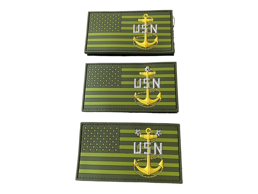 USN E7/E8/E9 Green US Flag PVC Patches - Etsy