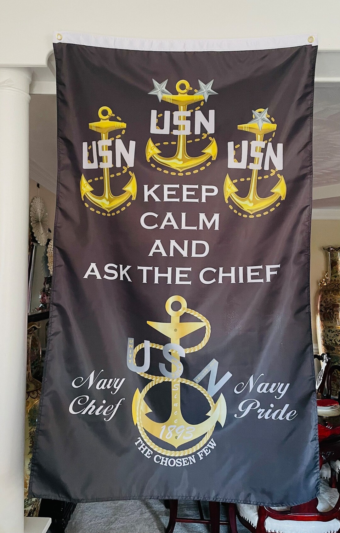USN CPO 5X3 Vertical Flag - Etsy