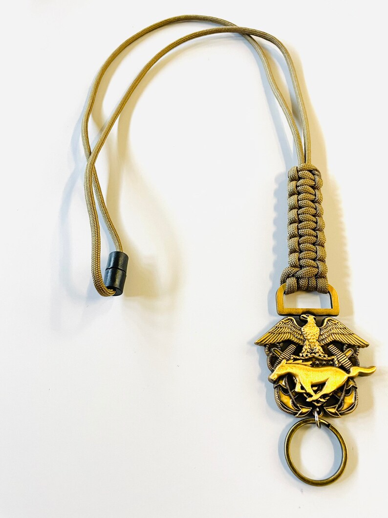 USN Antique CWO/LDO Crest With Coyote Brown Paracord Keychain and ...