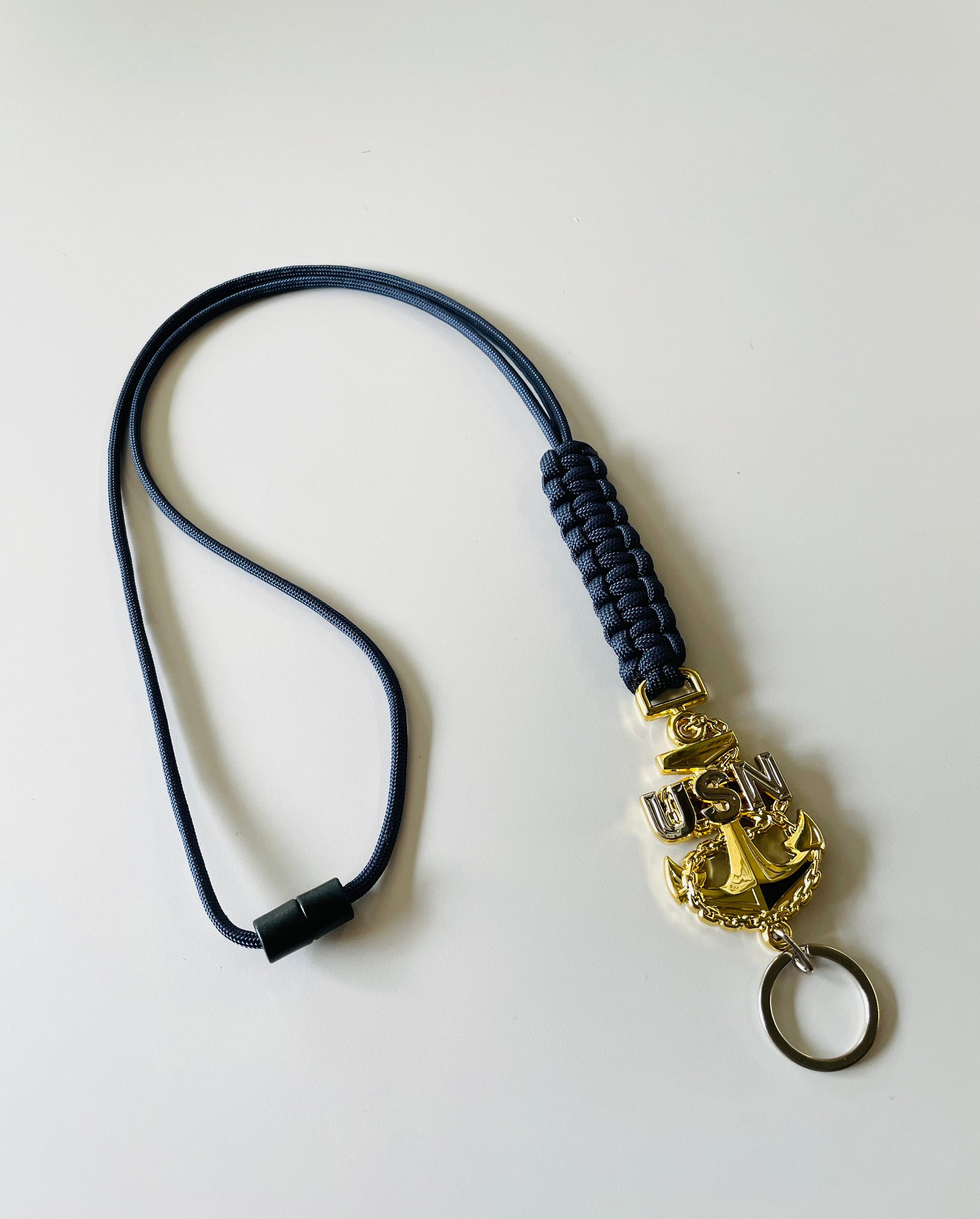 USN E7/E8/E9 Gold Anchor With Navy Blue Paracord Lanyard. | Etsy