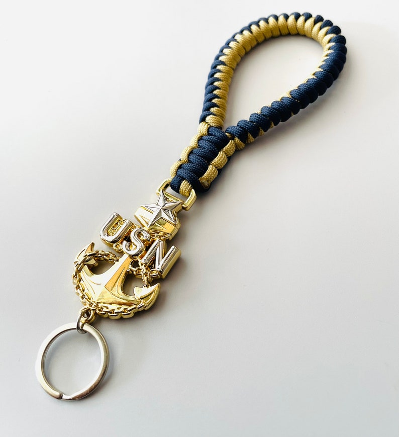 USN E7/E8/E9 Navy Blue and Gold Paracord Keychains/keyfob - Etsy