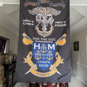 US Navy Corpsman CPO 5X3 Vertical Flag - Etsy