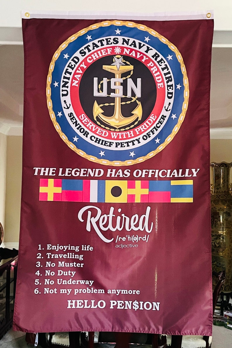 USN Chief, Senior Chief and Master Chief Retired 5X3 Vertical Flag. - Etsy