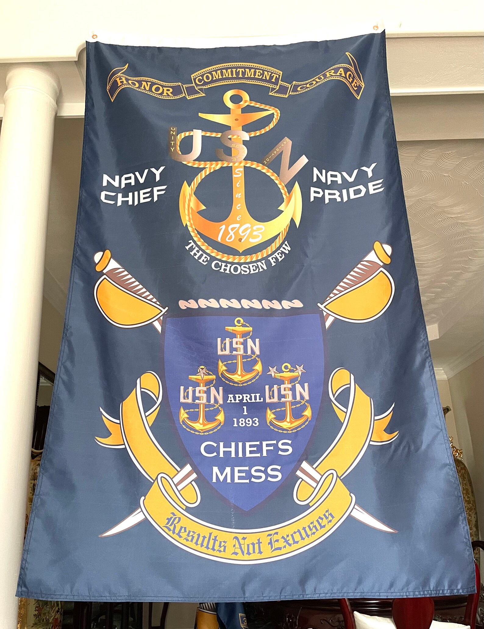 USN CPO Mess 5X3 Vertical Flag | Etsy