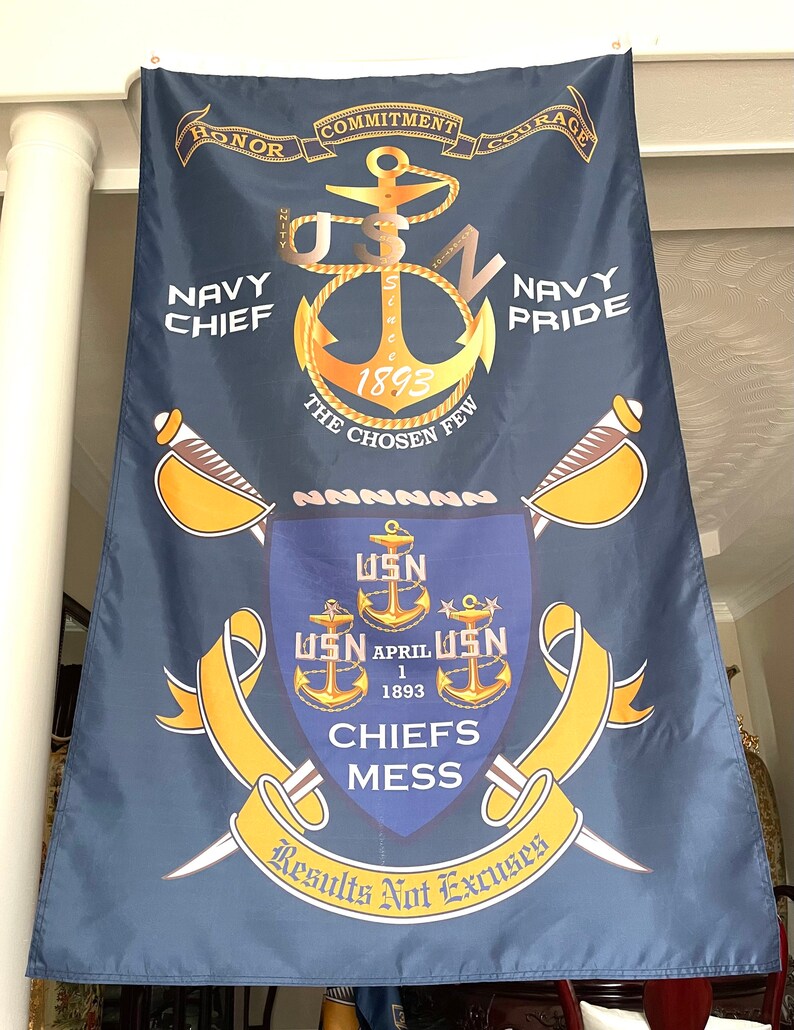 USN CPO Mess 5X3 Vertical Flag | Etsy