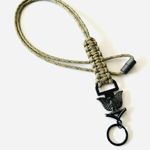 USN E4/E5/E6 Black Crow With Digital Multi Camo Paracord Neck Lanyard ...