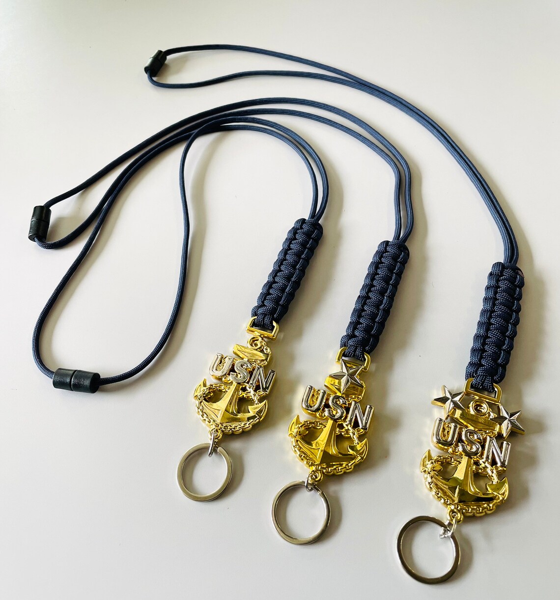 USN E7/E8/E9 Gold Anchor With Navy Blue Paracord Lanyard. | Etsy