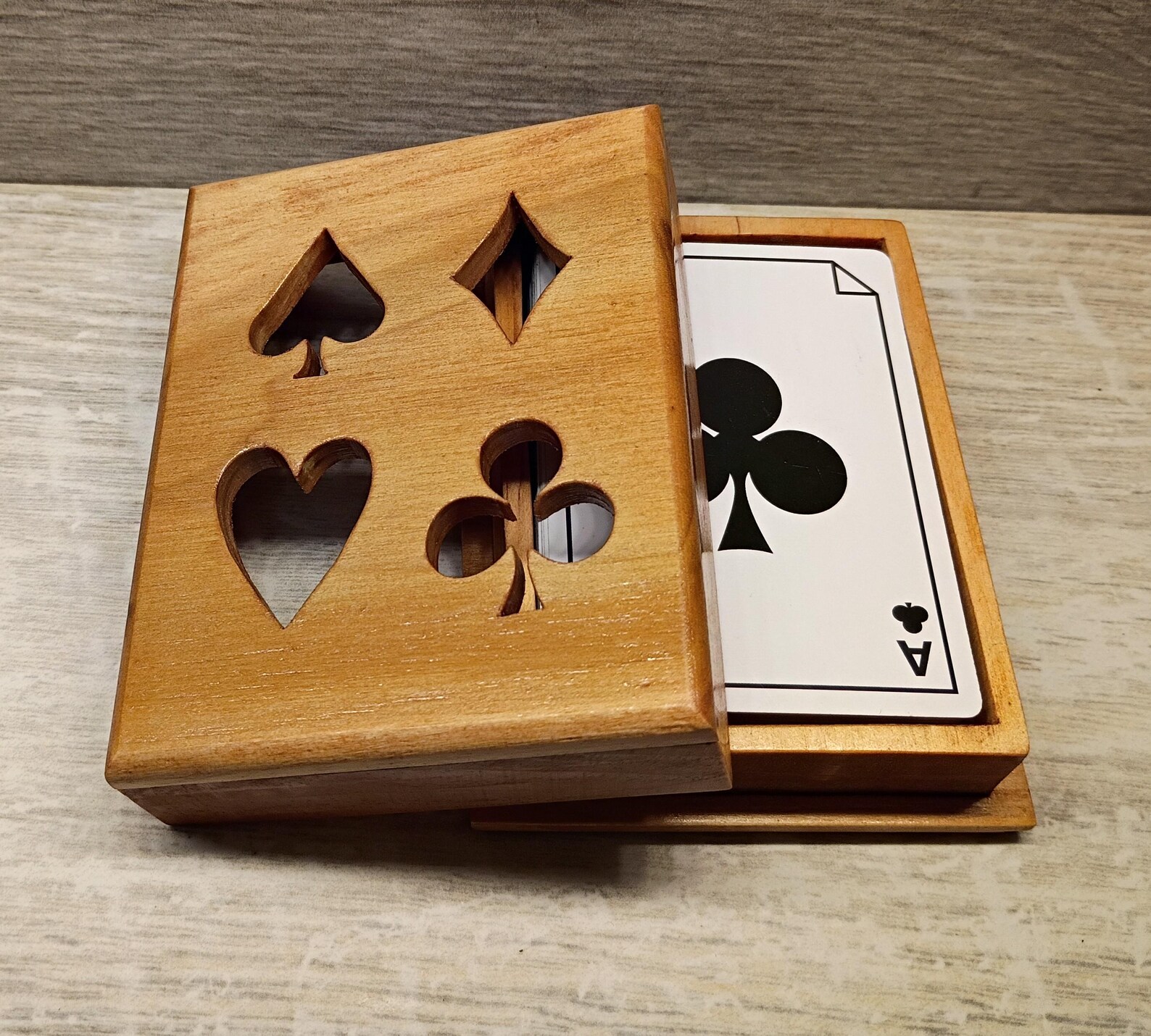 Handmade Card Box, Pine Playing Card Box, Standard Size Card Box, Poker ...