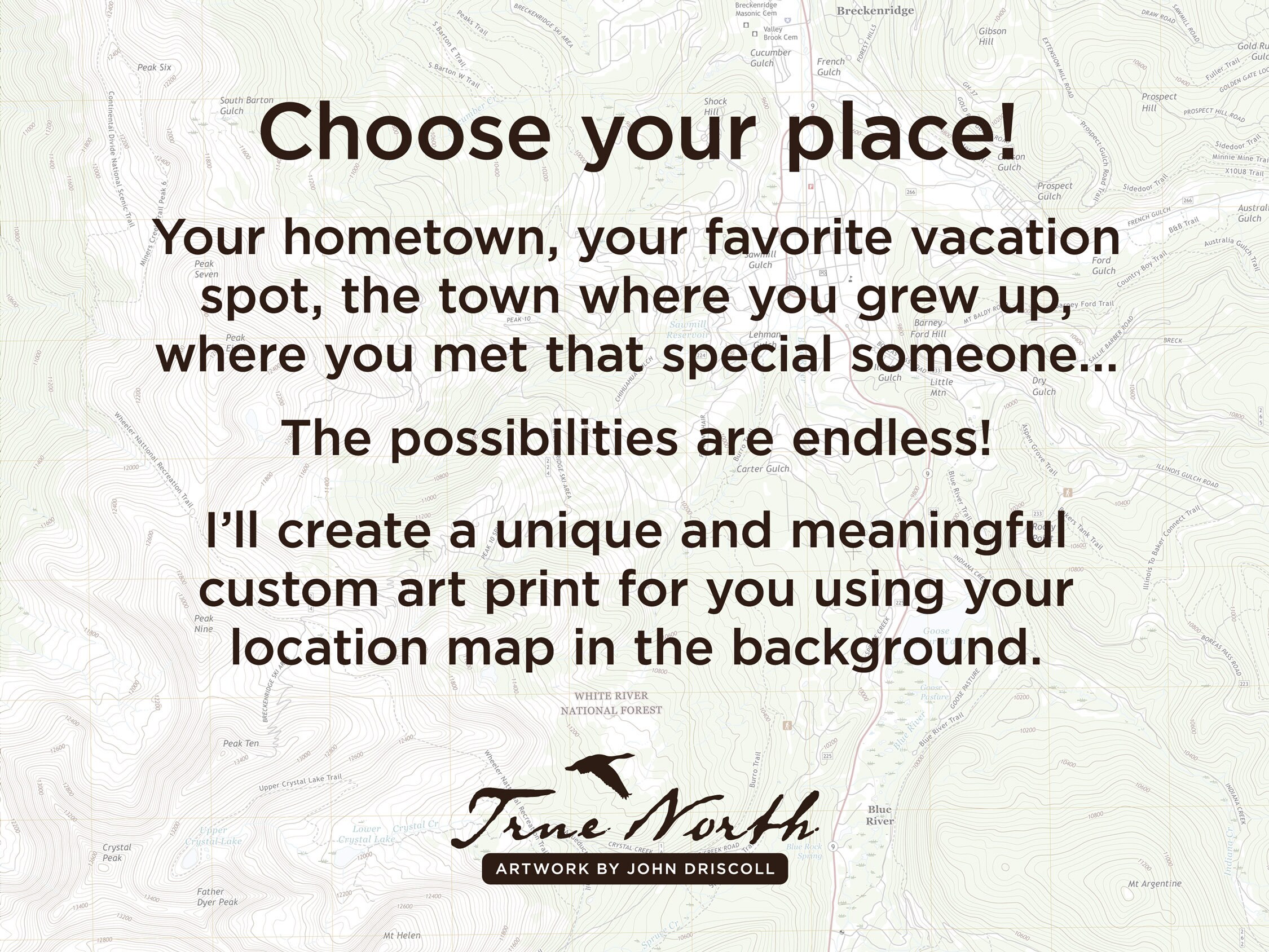 Hiking Post Location Map Custom Map Print - Custom Background ...