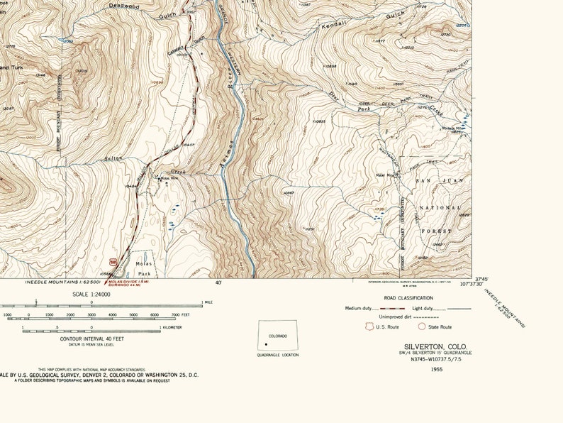 Silverton Colorado Location Map Custom Map Print Mountain Wall Art ...