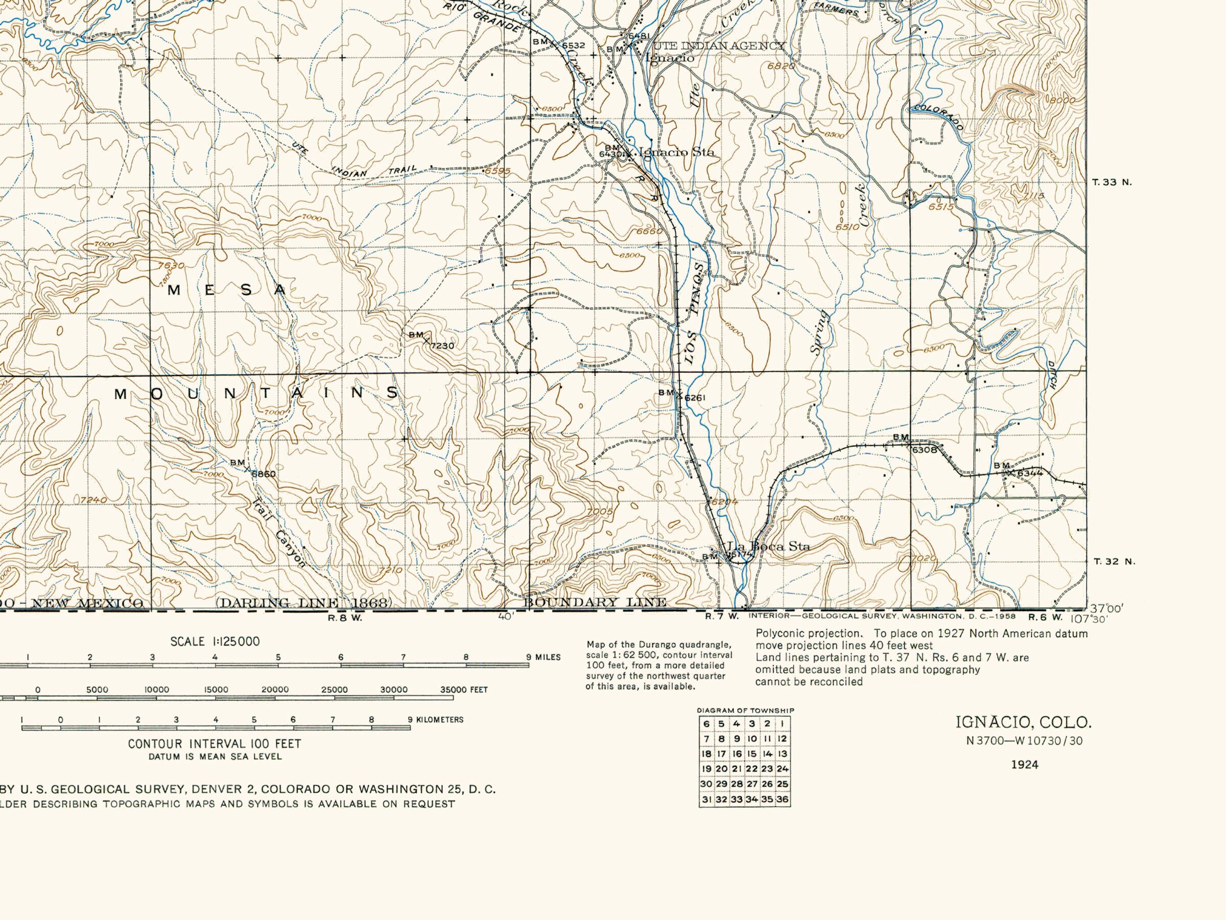 Durango Colorado Location Map Custom Map Print Mountain Wall Art ...