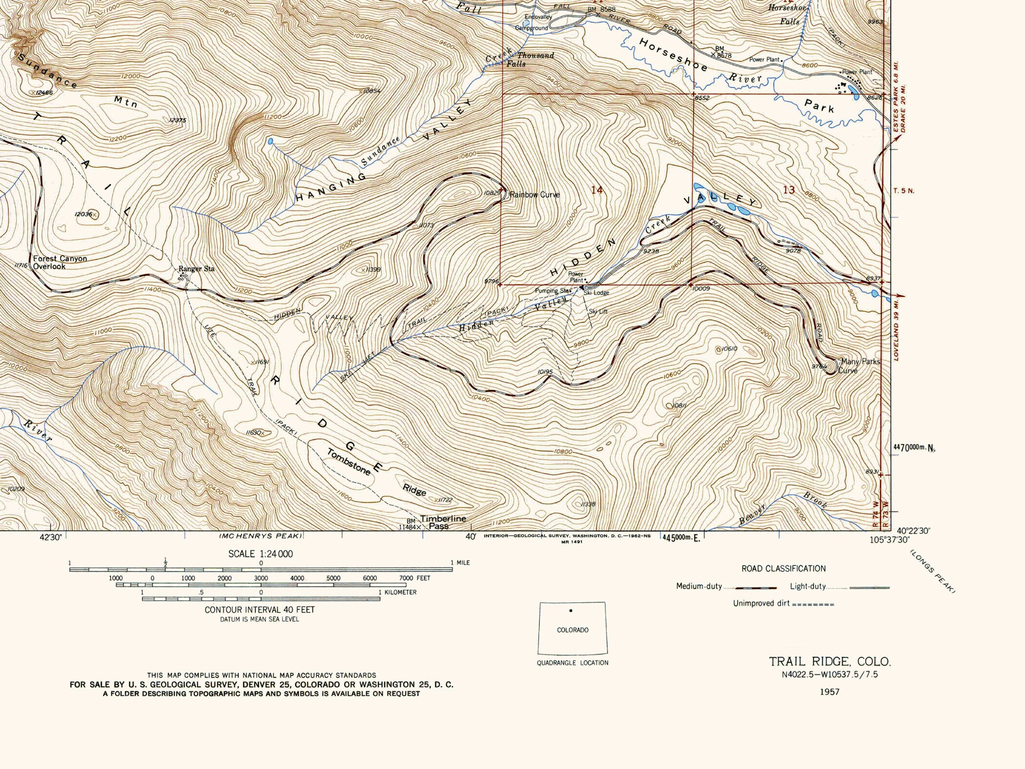 Trail Ridge Colorado National Park Map Location Map - Mountain Wall Art ...