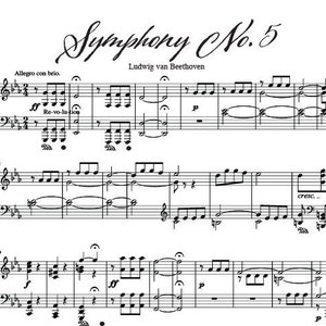 Symphony No. 5 Sheet Music Full Piano Arrangement by Ludwig Van ...