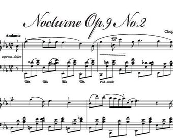 Nocturne Op.9 No.2 Sheet Music Piano - Etsy