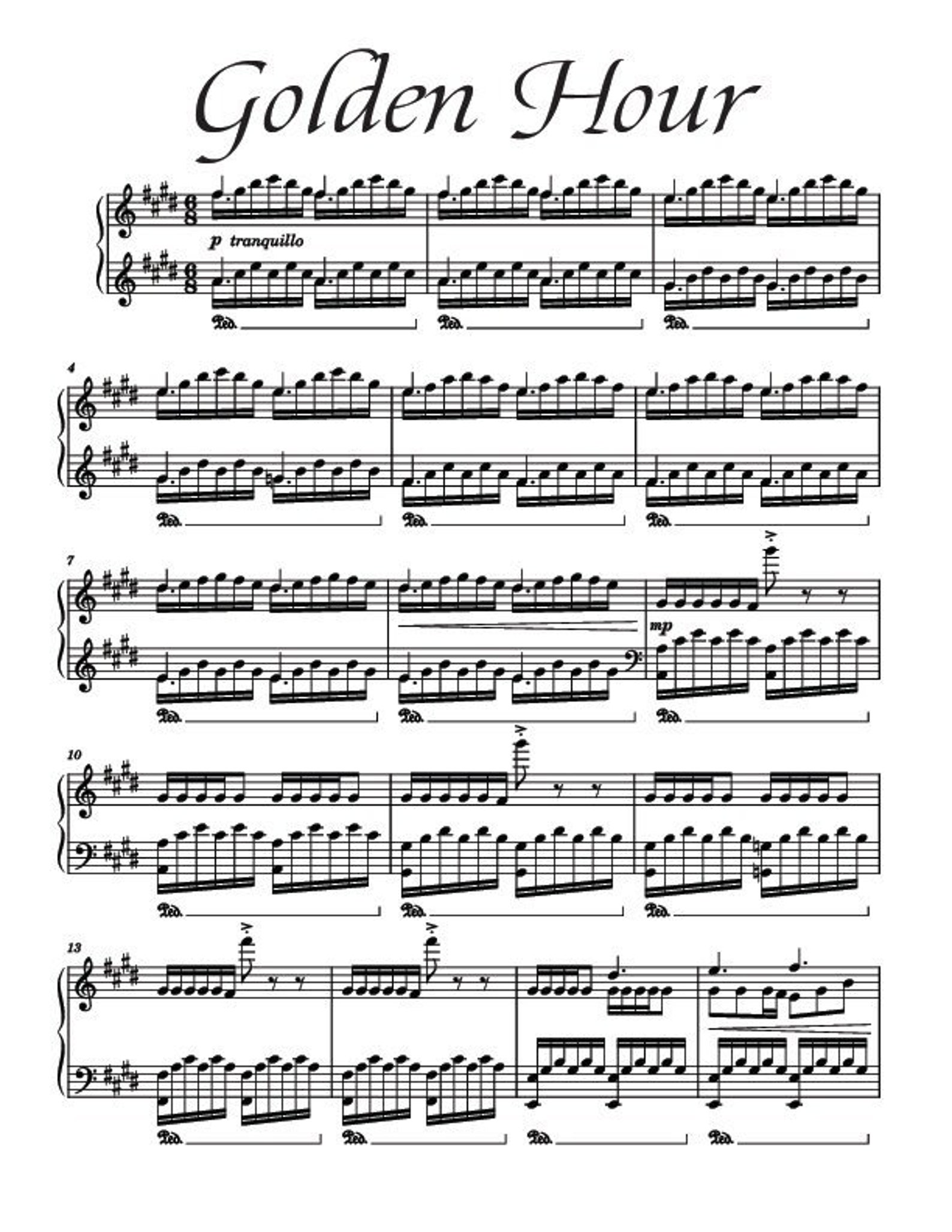 Golden Hour Piano Sheet Music Complete Piano Arrangement Digital ...