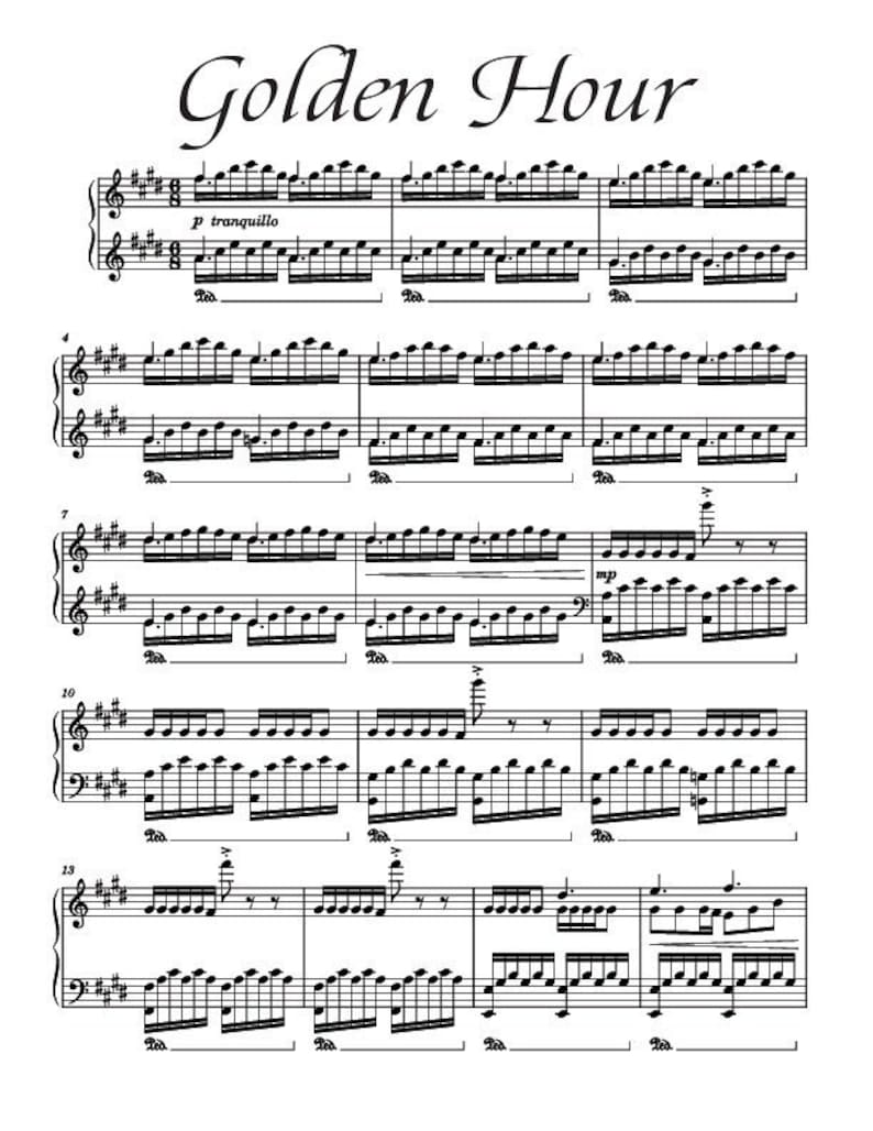 Golden Hour Piano Sheet Music Complete Piano Arrangement Digital Download PDF - Etsy