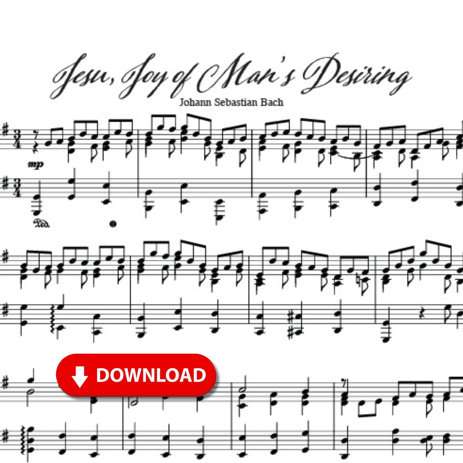 Jesu Joy of Man’s Desiring Sheet Music Full Piano Arrangement by Johann ...