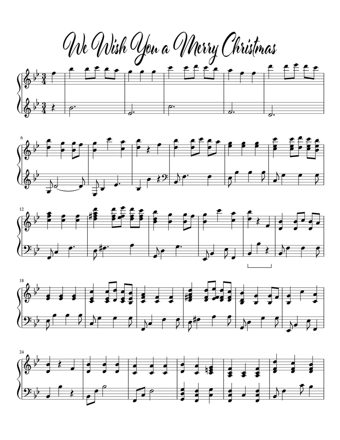We Wish You a Merry Christmas Sheet Music: Easy Piano (PDF Digital ...