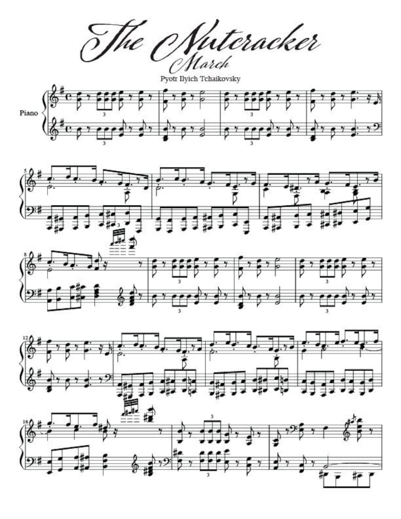 Tchaikovsky's Nutcracker March: Full Piano Arrangement (PDF Download ...