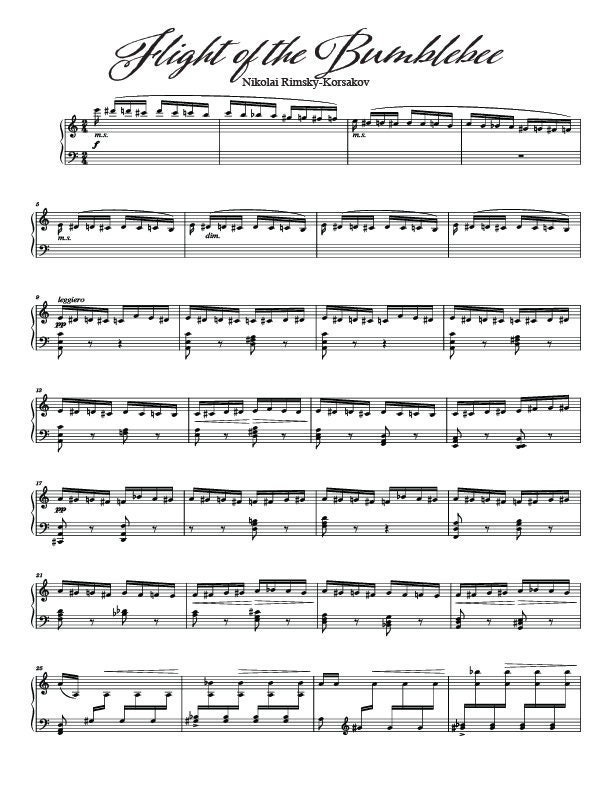 Flight of the Bumblebee Sheet Music Complete Piano Arrangement by ...