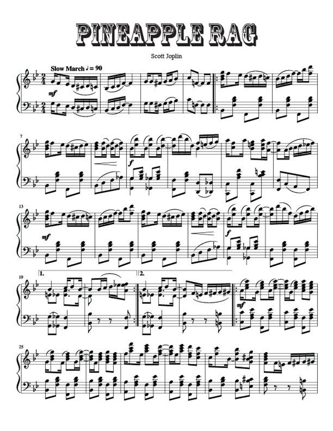 Pineapple Rag Sheet Music Full Piano Arrangement by Scott Joplin PDF ...