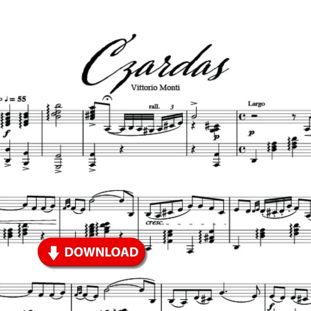 Czardas Piano Sheet Music Printable PDF Monti Easy to Advanced Solo ...