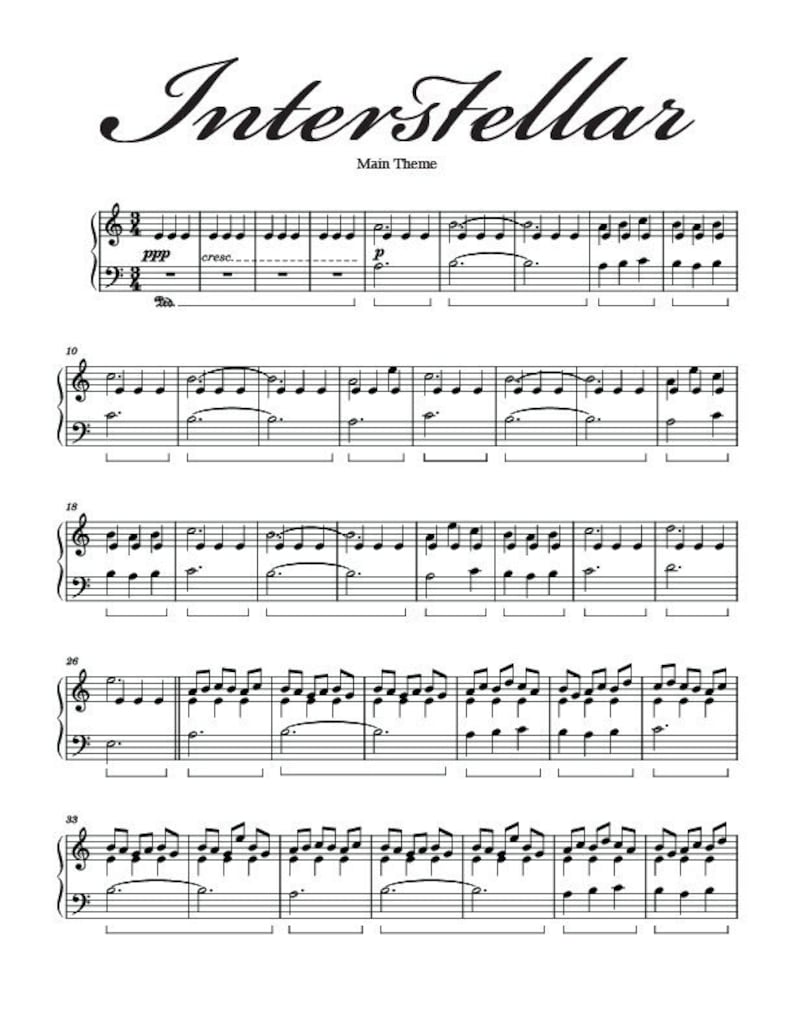 Interstellar Main Theme Piano Sheet Music: Full Arrangement (PDF ...