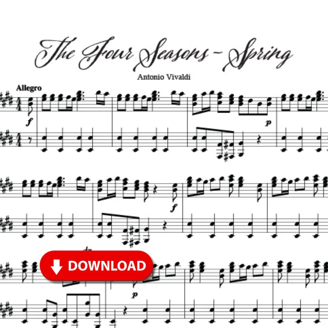 The Four Seasons Spring Sheet Music – Vivaldi Piano Solo PDF ...
