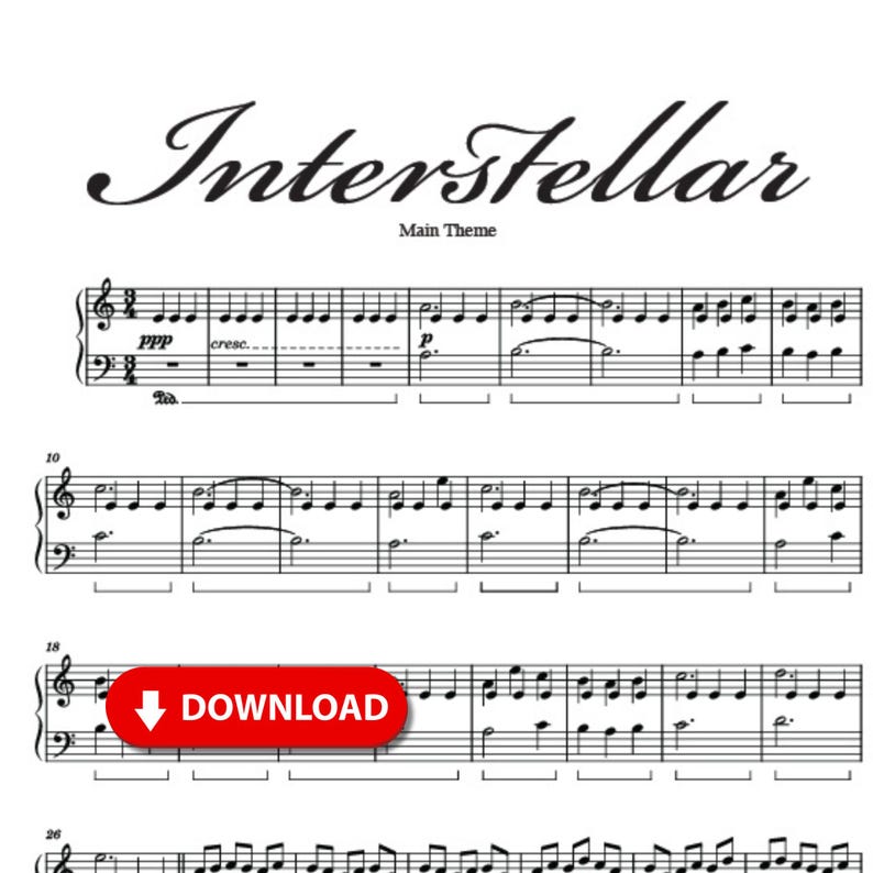 Interstellar Main Theme Piano Sheet Music: Full Arrangement (PDF ...