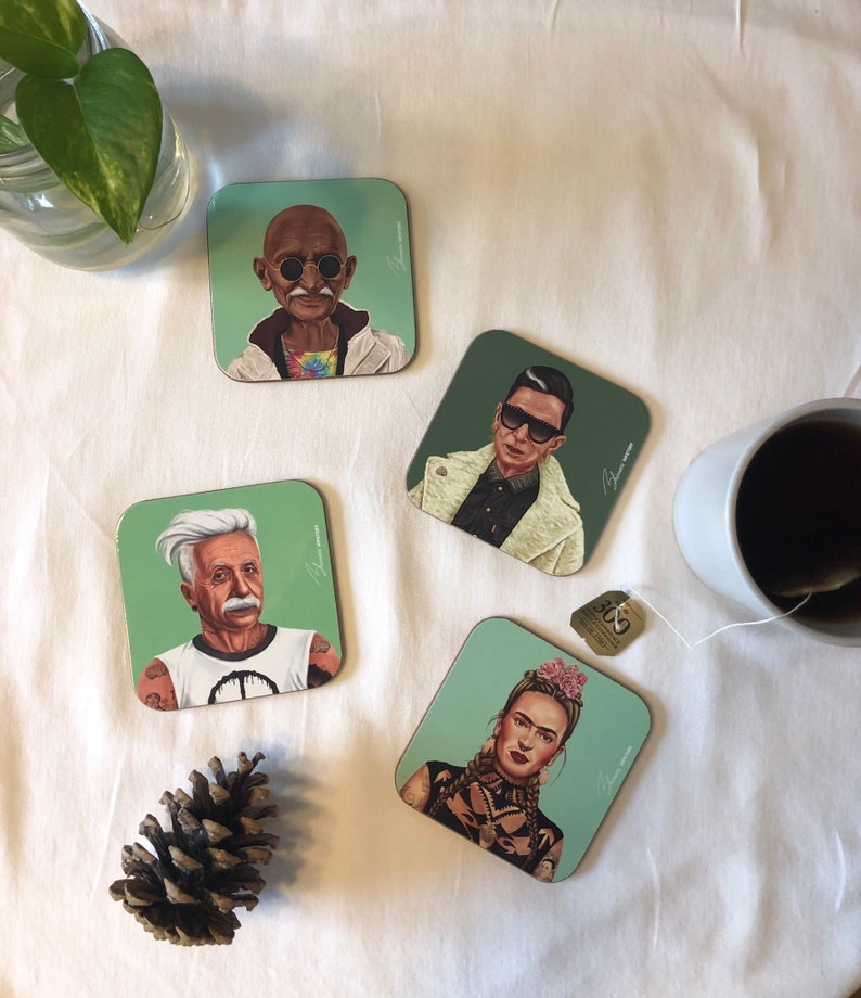 Albert Einstein Hipster Pop Art Iconic Drink Cork Coaster Humorous ...