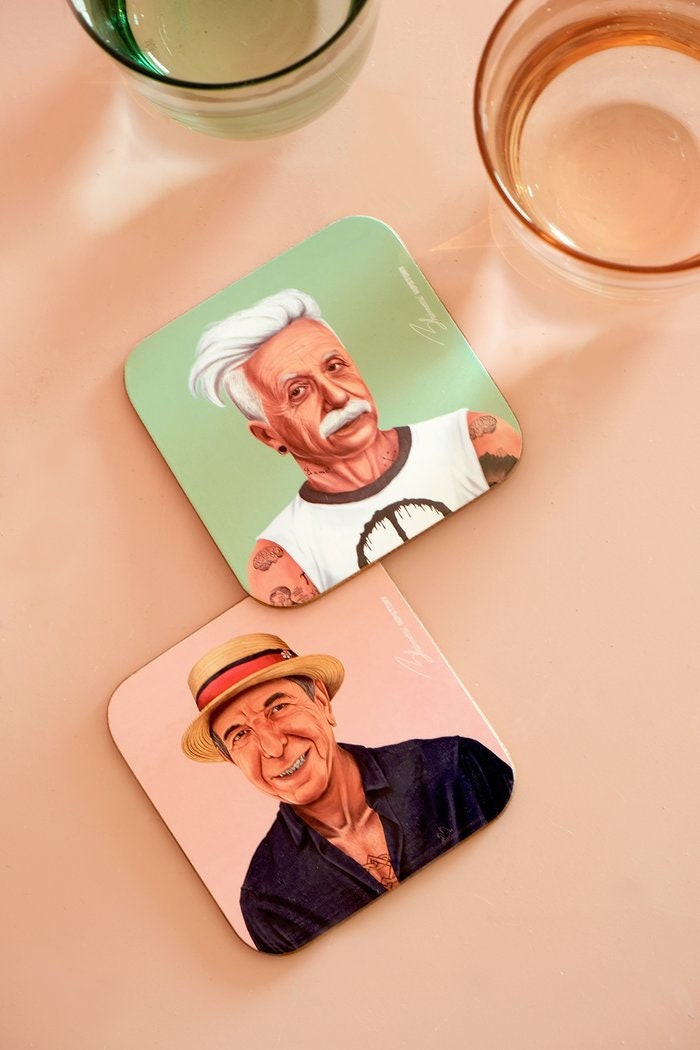 Albert Einstein Hipster Pop Art Iconic Drink Cork Coaster Humorous ...