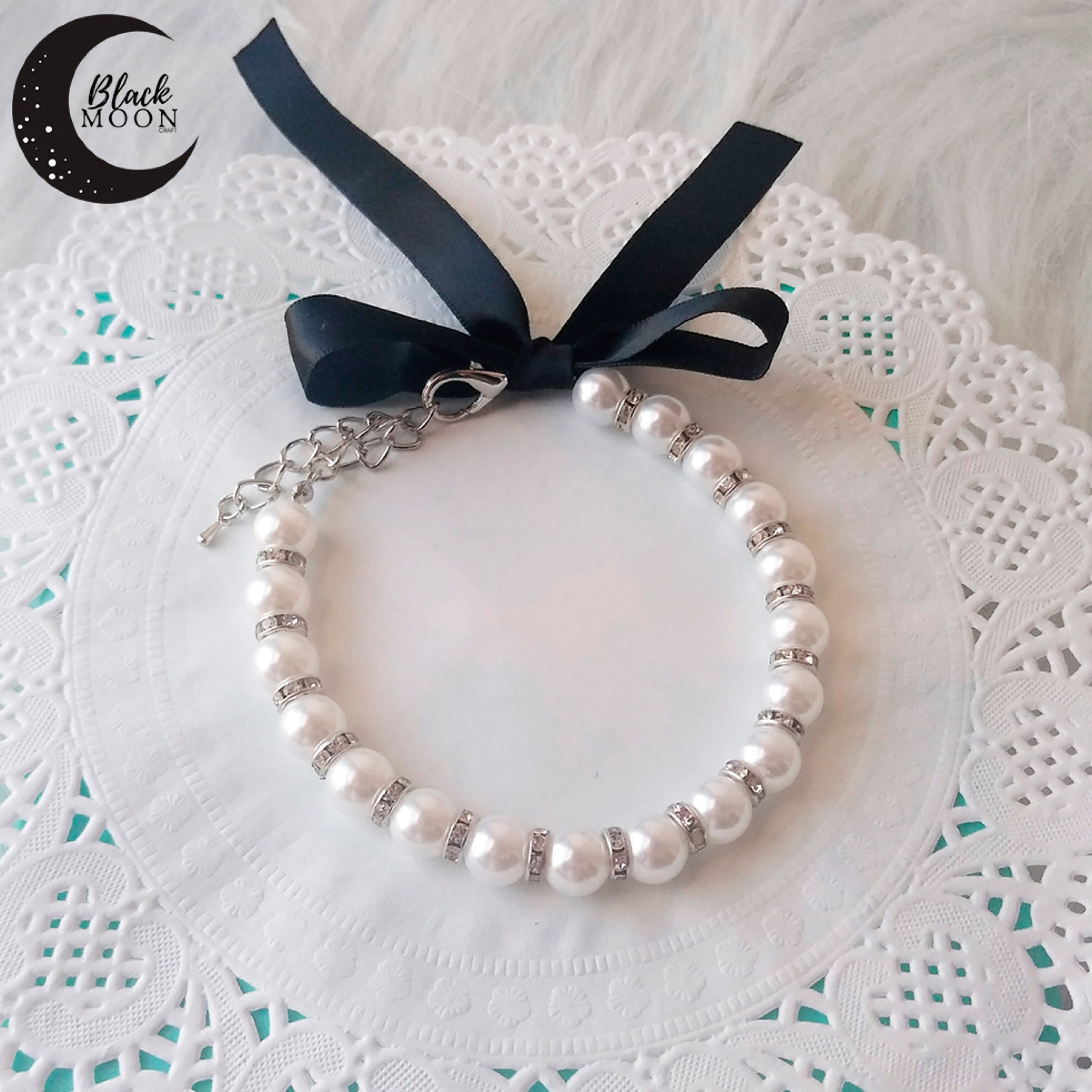 Fancy Pearl Pet Collar Dog and Cat Collar Collar Ribbon - Etsy