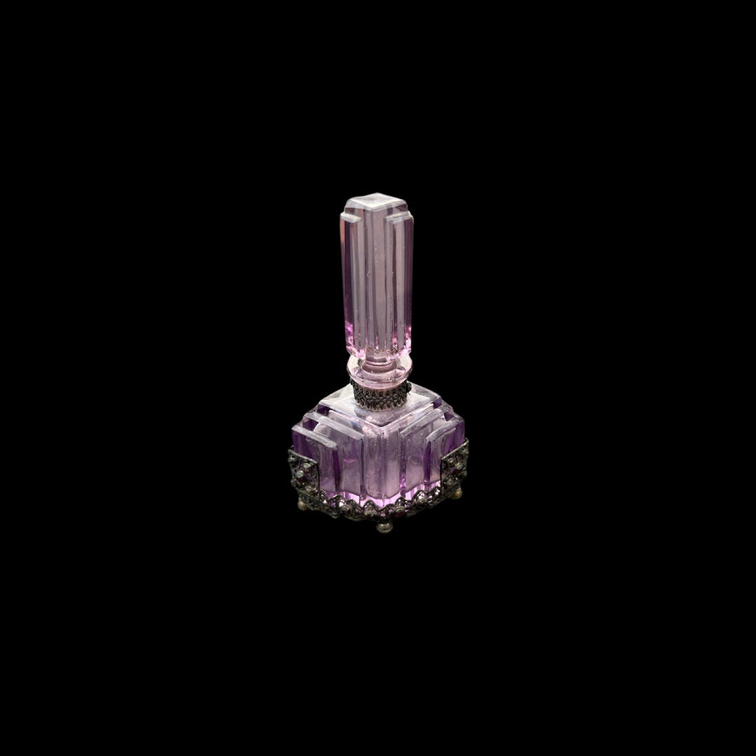 Antique Cut Crystal 5 Tall Amethyst Perfume Bottle Purple Crystal ...