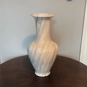 White Marble Vase | Over a Foot Tall | Solid Marble Vase | Large 14 ...