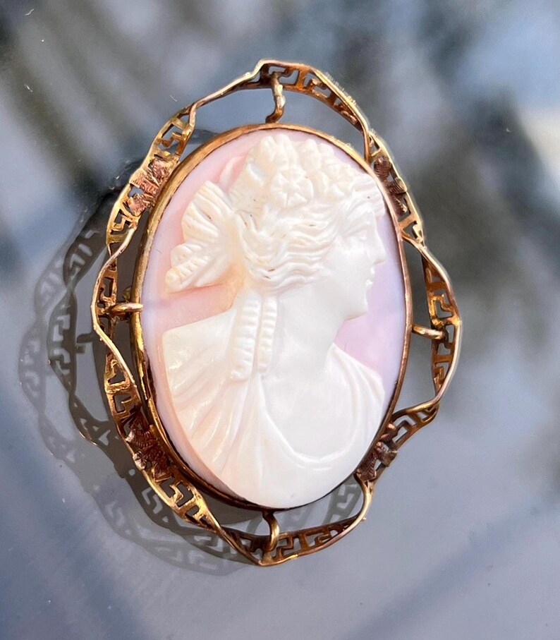 Antique 10k Gold Filigree Hand-carved Pink Shell Cameo Brooch - Etsy