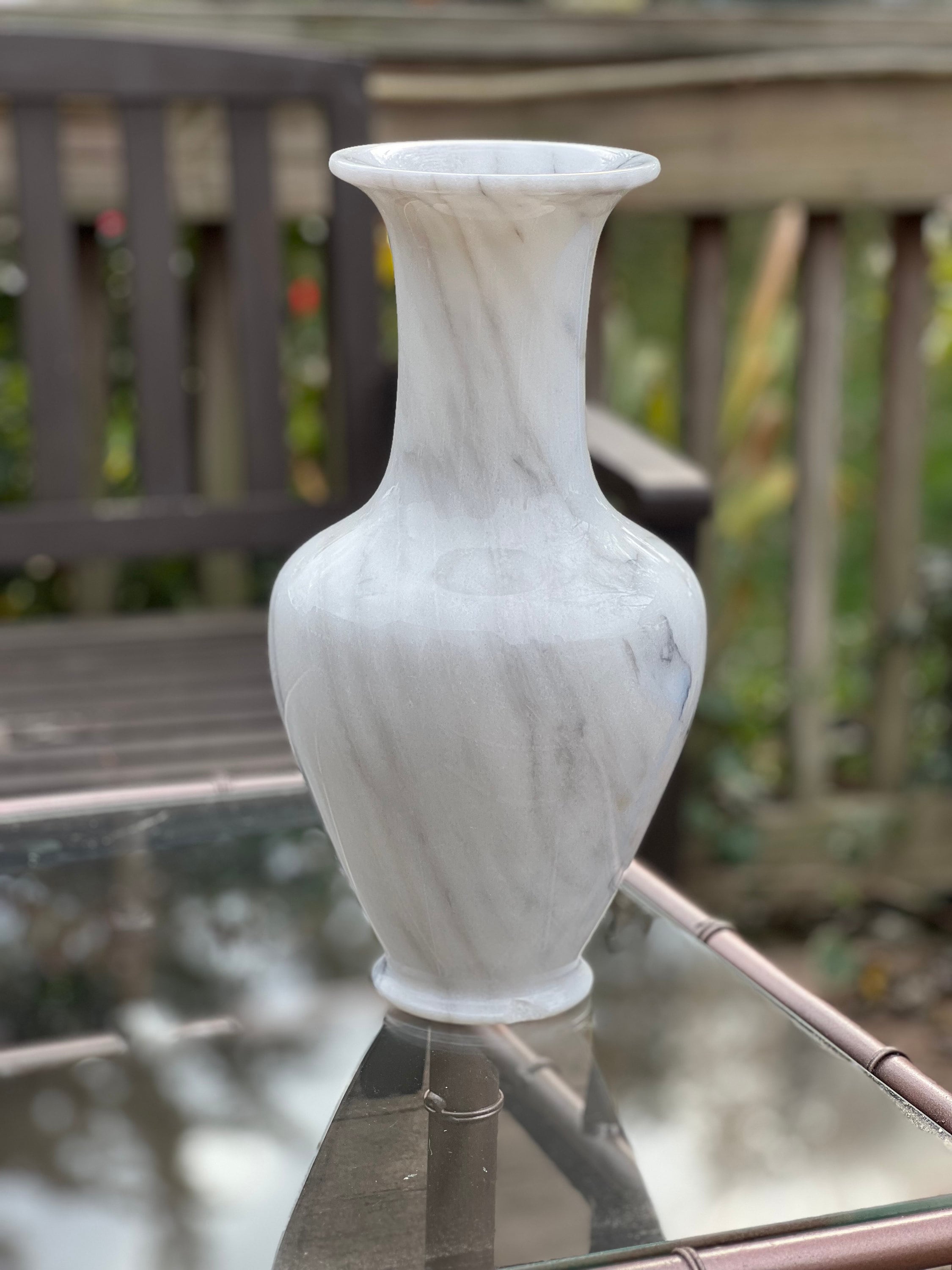 White Marble Vase | Over a Foot Tall | Solid Marble Vase | Large 14 ...