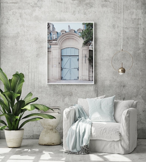 Paris Printable Blue Door in Paris Art Printable Poster | Etsy