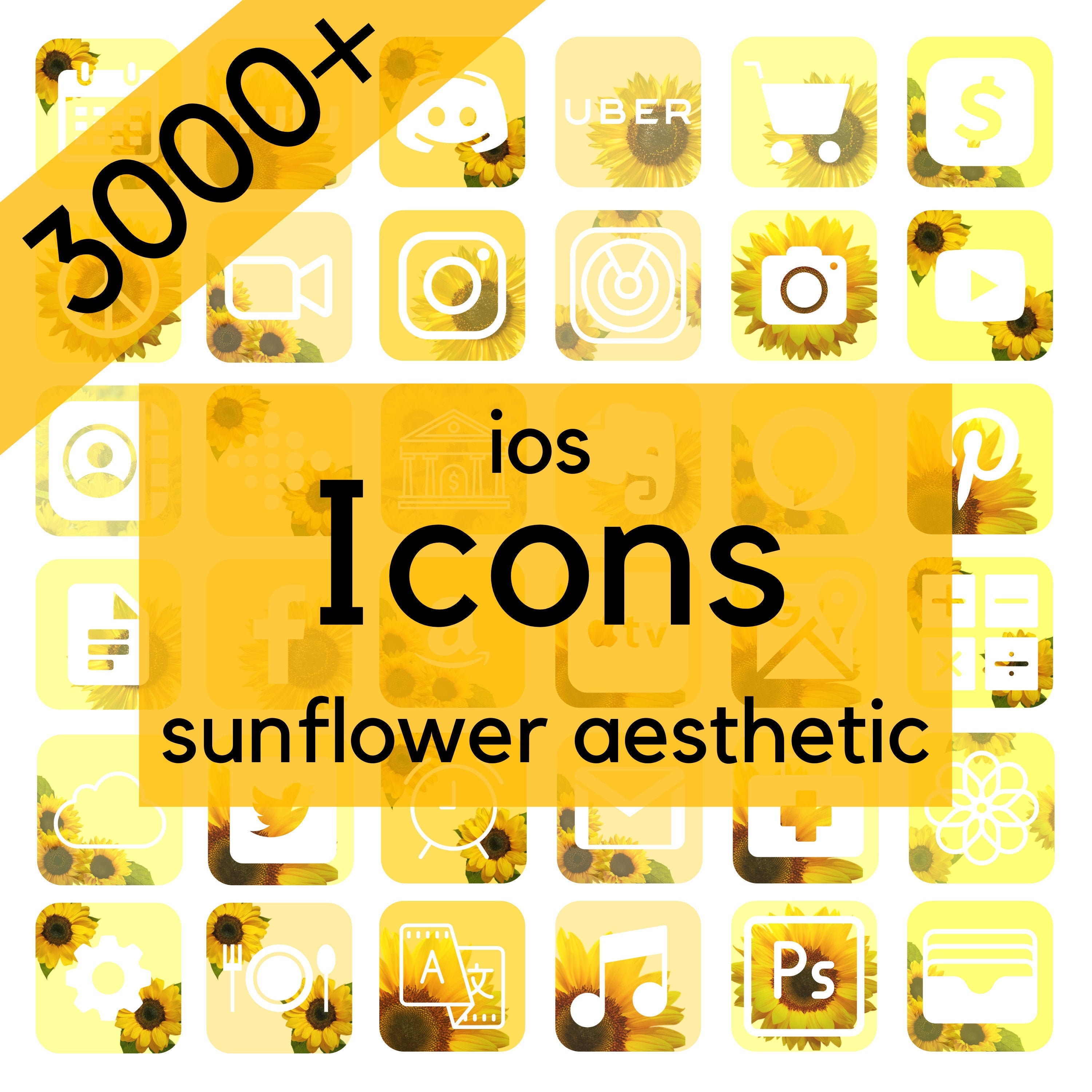 Ios App Icons Pack 3000+ Sunflower Aesthetic | Pastel Orange and Yellow ...