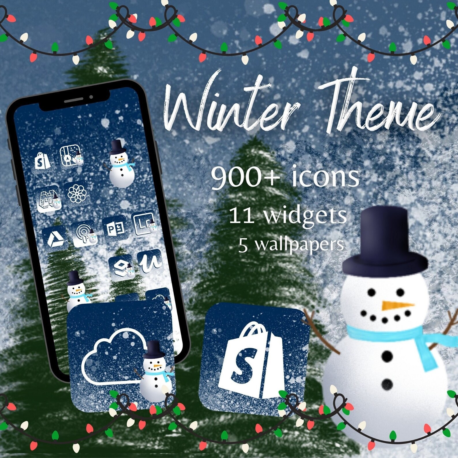 Ios App Icons Winter Wonderland Theme With Widgets and - Etsy