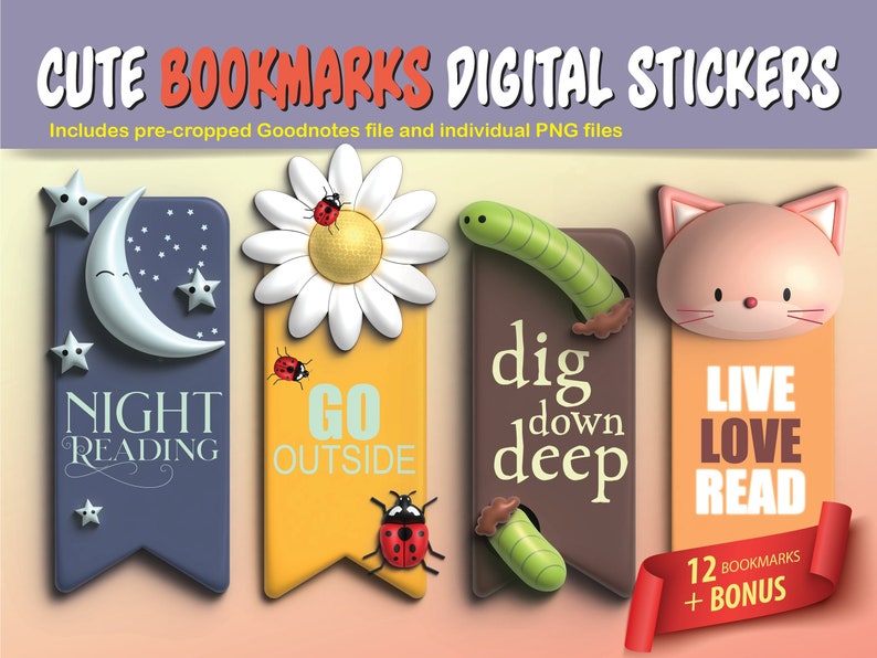 Digital Bookmark Collection for Reading Enthusiasts | Cute and Colorful ...