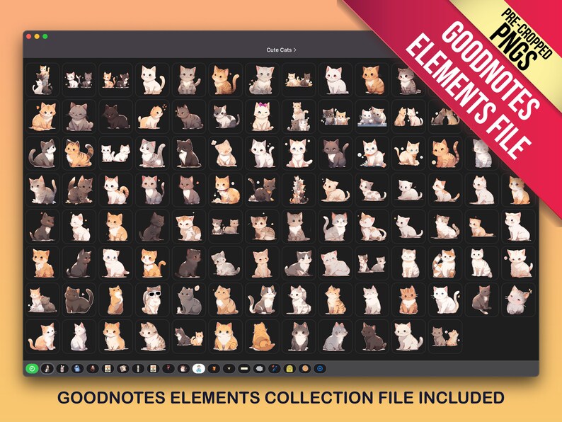 110 Cute Cats Digital Sticker Set Perfect for Digital - Etsy