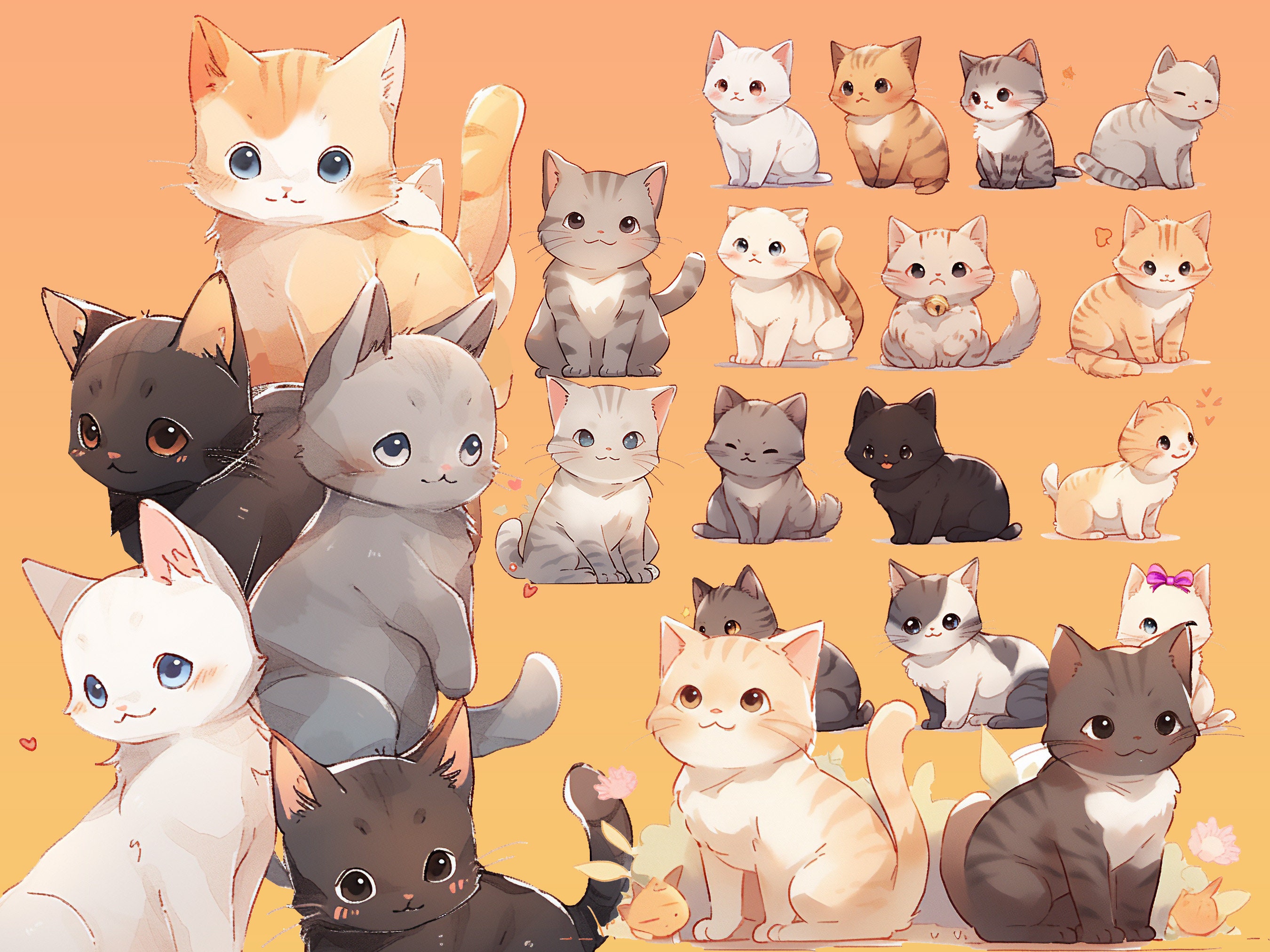 110 Cute Cats Digital Sticker Set Perfect for Digital - Etsy