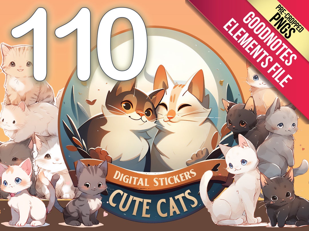 110 Cute Cats Digital Sticker Set - Perfect for Digital Planners ...