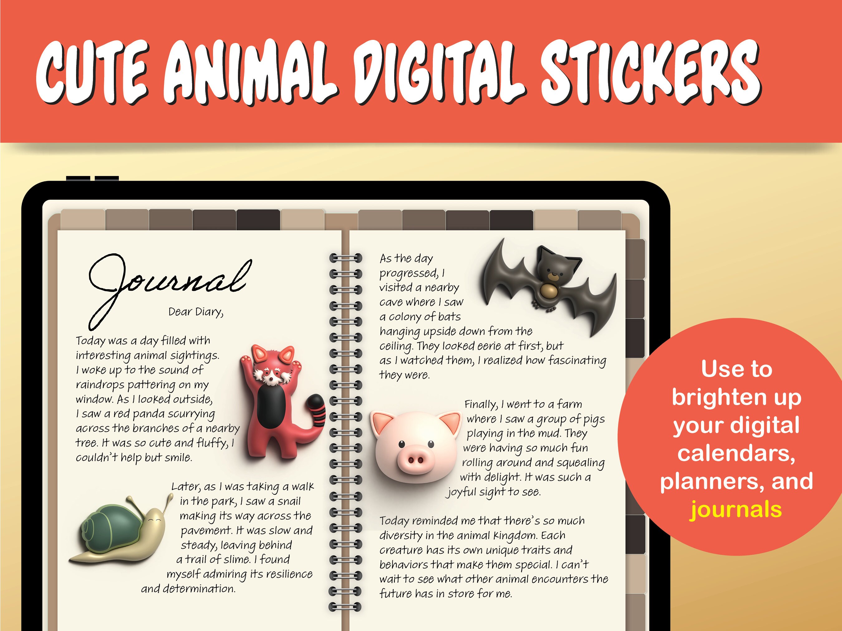 Cute Animal Digital Sticker Pack | Digital Planner | Pre Cropped ...