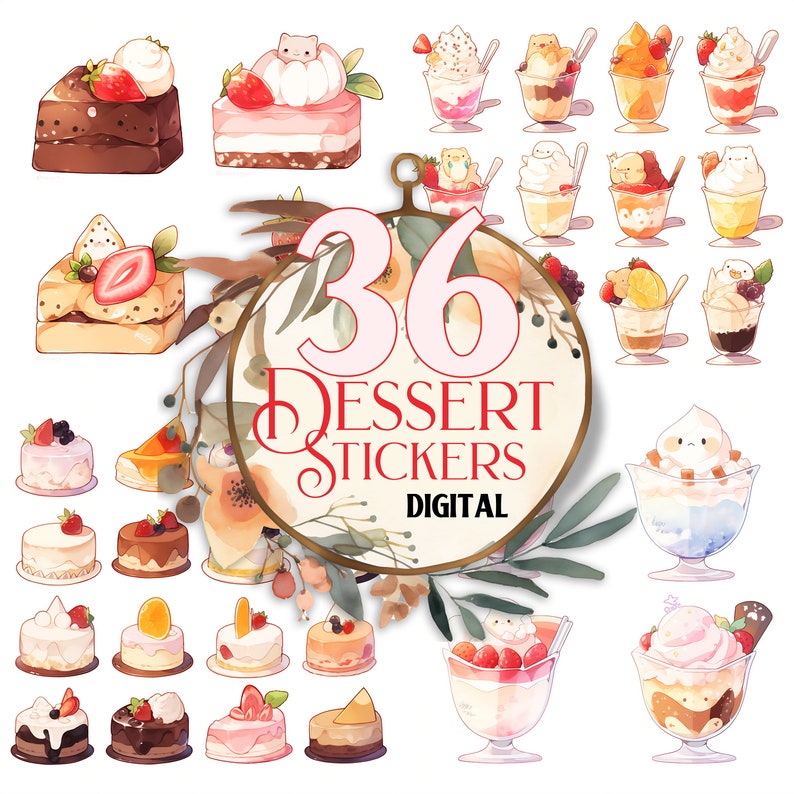 36 Kawaii Dessert Sticker Set A - Perfect for Digital Planners ...