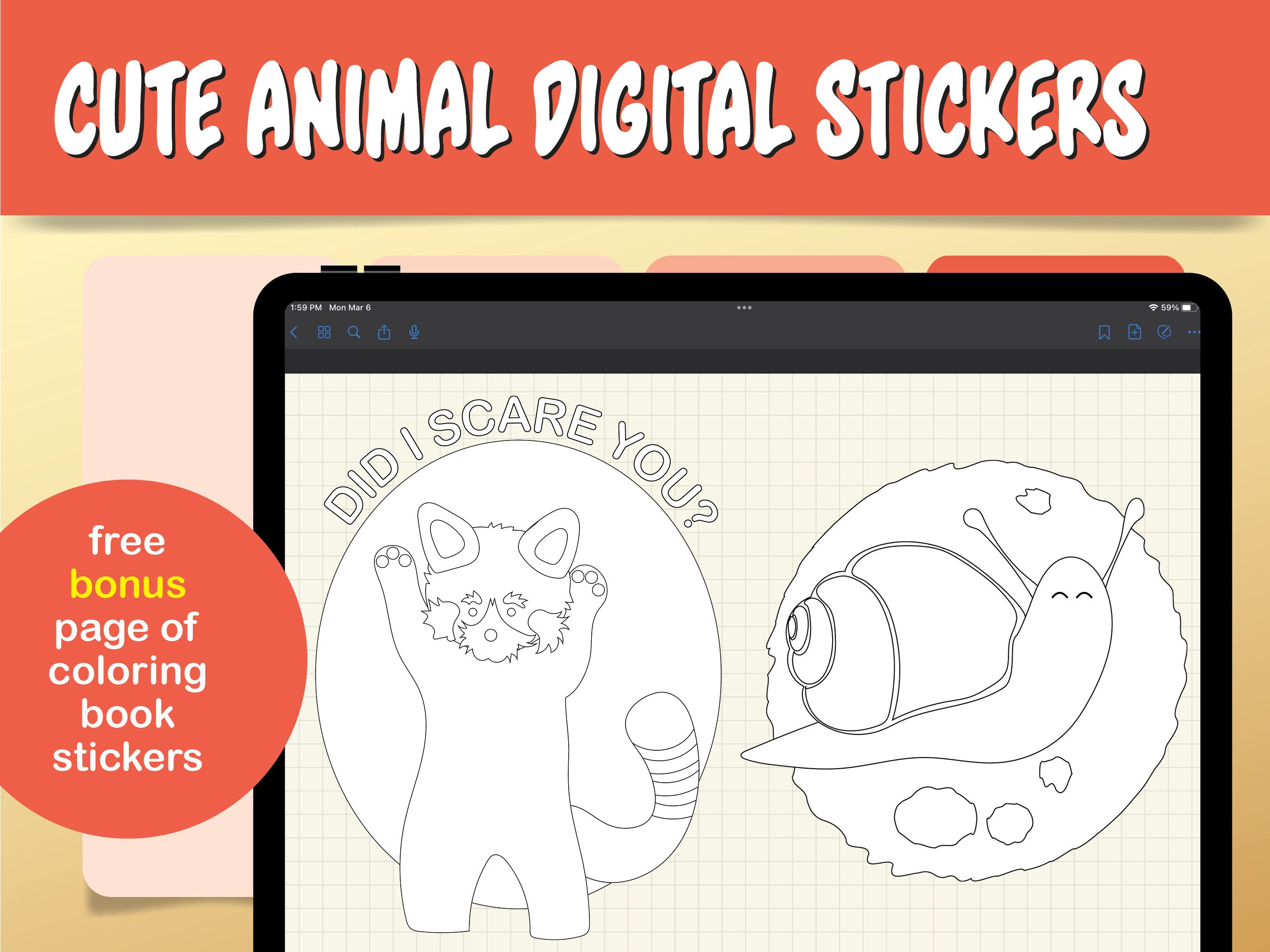 Cute Animal Digital Sticker Pack | Digital Planner | Pre Cropped ...